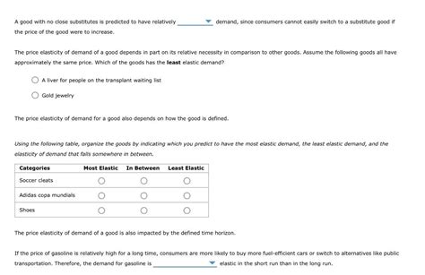 Solved 1 Determinants Of The Price Elasticity Of Demand