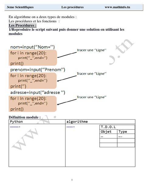 Procédures Et Fonctions En Python Pdf Méthodes Et Références