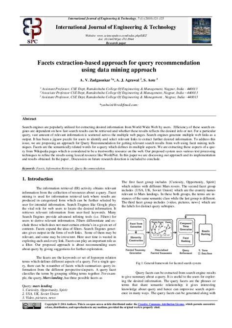 Pdf Facets Extraction Based Approach For Query Recommendation Using Data Mining Approach