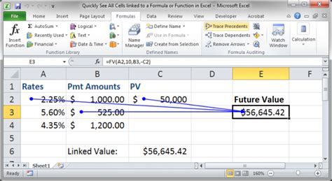 Quickly See All Cells Linked To A Formula Or Function In Excel