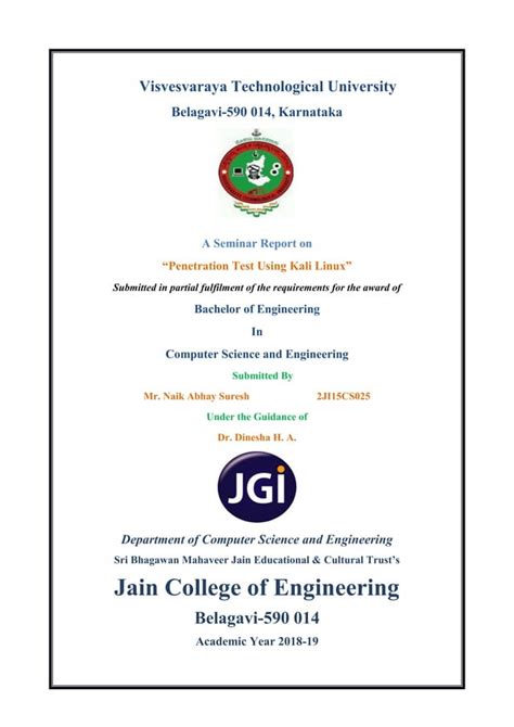 Penetration Test Using Kali Linux Seminar Report Pdf Operating