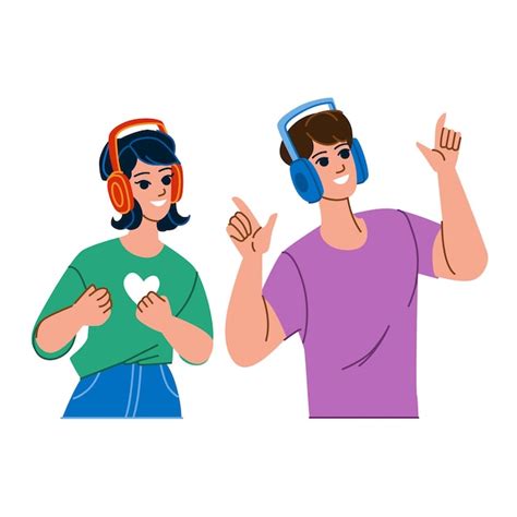 Premium Vector Couple Listening Music Vector