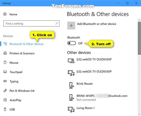 Turn On Or Off Bluetooth In Windows 10 Tutorials