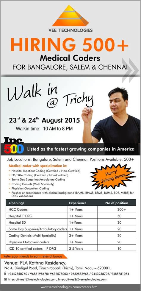 Vee Technologies On Linkedin Walk In Interview For Medical Coders At