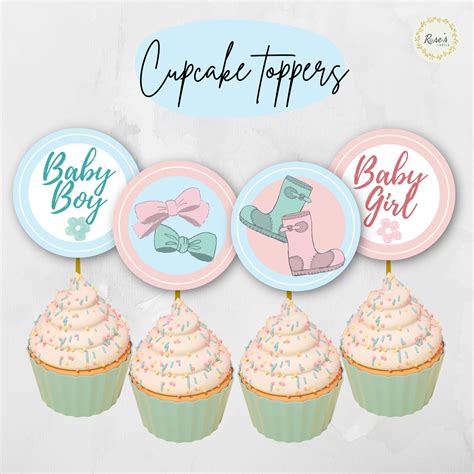 Printable Gender Reveal Cupcake Toppers And Banners Diy Cupcake
