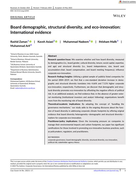 Pdf Board Demographic Structural Diversity And Eco Innovation