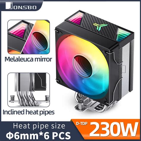 Jonsbo Cpu 에어 쿨러 프로세서 히트 파이프 6 개 Pc용 냉각 선풍기 4 핀 Pwm Argb 인텔 Lga1700