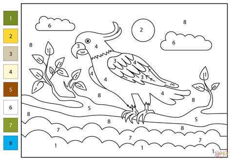 Cockatoo Color By Number Free Printable Coloring Pages