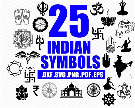 Vector Indian Symbols Svg Most Of Them Religion Hindu And Etsy