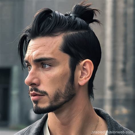 Anime Man With Man Bun Stable Diffusion Online