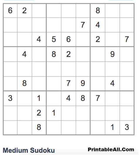 Printable Medium Sudoku Printablelib
