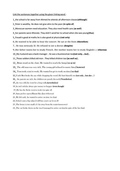 Linking Words Exercises Lesson