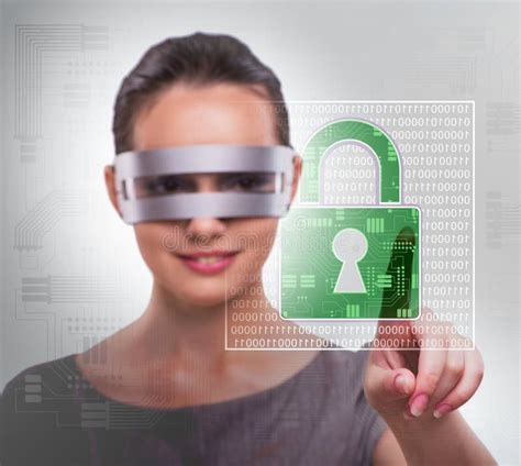 Man In Digital Security Concept Pressing Button Stock Image Image Of Encryption Crime 304289925