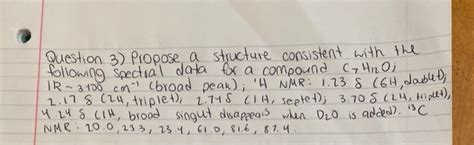 Solved Propose A Structure With The Following Spectral Data Chegg