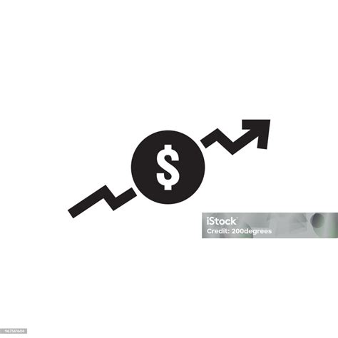 달러 증가 아이콘 스트레칭까지 상승 하는 화살표와 함께 돈 기호입니다 비즈니스 비용 판매 아이콘입니다 벡터 일러스트 레이 션 0