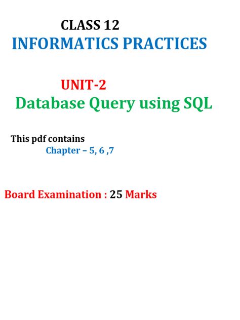 Unit 2 Sql Pdf Databases Relational Database