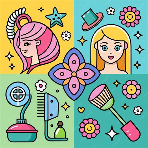 a colorful illustration with different objects premium ai generated