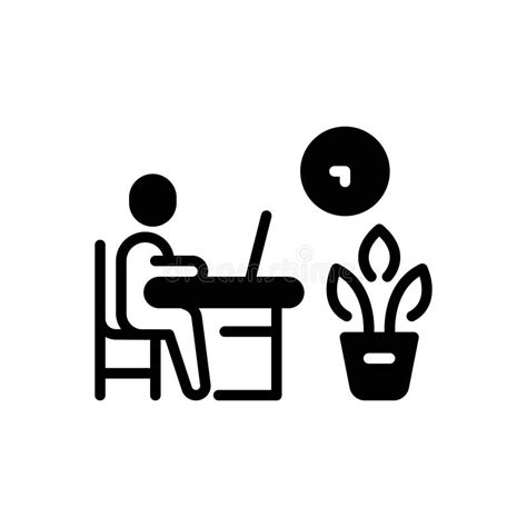 Black Solid Icon For Office Work Office And Employee Stock Illustration Illustration Of Hours