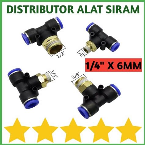 Fitting Pneumatic Slip Lock Tee Drat 1 4 X 6mm Nepel Selang Pu 6 Mm Lazada Indonesia