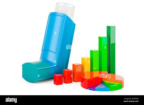 Metered Dose Inhaler Mdi With Growth Bar Graph And Pie Chart 3d Rendering Isolated On White