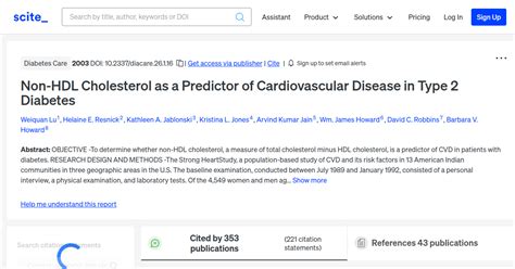 Non Hdl Cholesterol As A Predictor Of Cardiovascular Disease In Type 2 Diabetes Scite Report