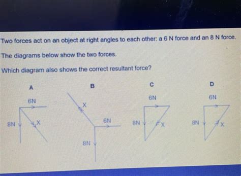 Two Forces Act On An Object At Right Angles To Each Other A 6 N Force An