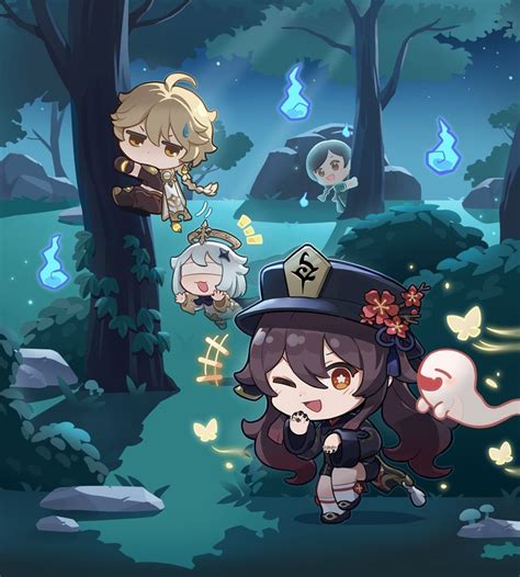 Hu Tao Aether Paimon And Boo Tao Genshin Impact Danbooru