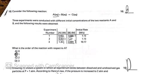 Solved 18 Consider The Following Reaction Chegg Com