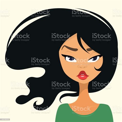 Cartoon Beautifull Woman Head Icon Vector Illustration Stock