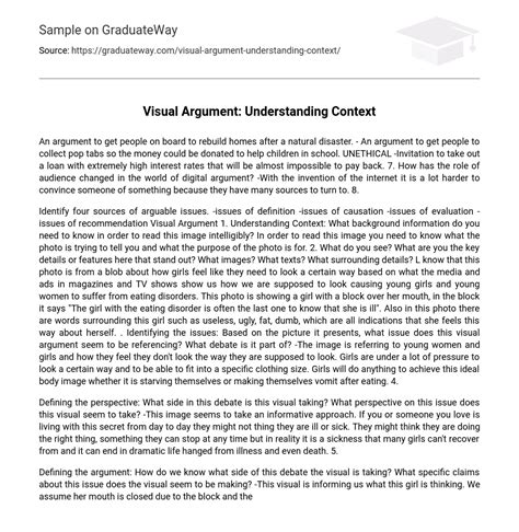 ⇉visual Argument Understanding Context Essay Example Graduateway