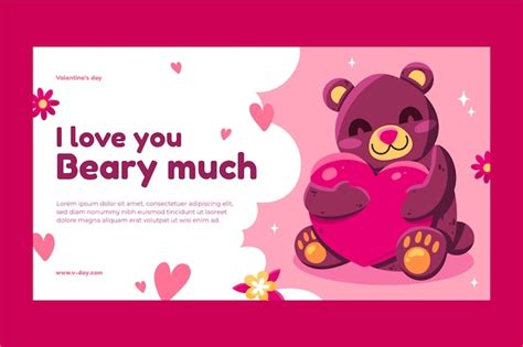 발렌타인 데이 축하를위한 가로 배너 템플릿 프리미엄 벡터