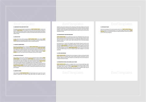 Drug Testing Policy Template In Word Apple Pages