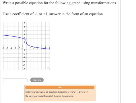 Solved Write A Possible Equation For The Following Graph Using Transformations Use A