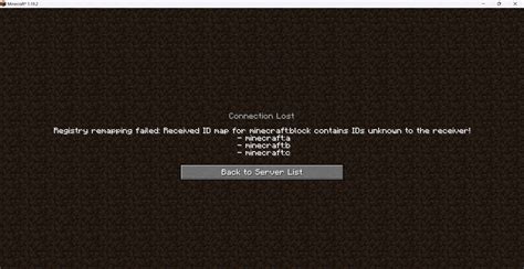 trying to join my modded server missing minecraft a b and c r aternos