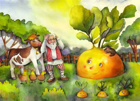 Иллюстрация Иллюстрация к сказке Репка в стиле книжная