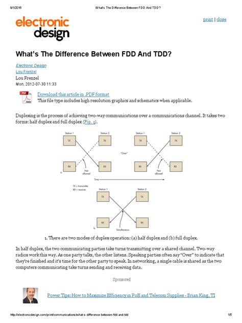 Whats The Difference Between Fdd And Tdd Pdf Duplex Telecommunications Broadcast