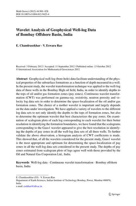 Pdf Use Of Wavelet Transformation For Geophysical Well Log Data Analysis