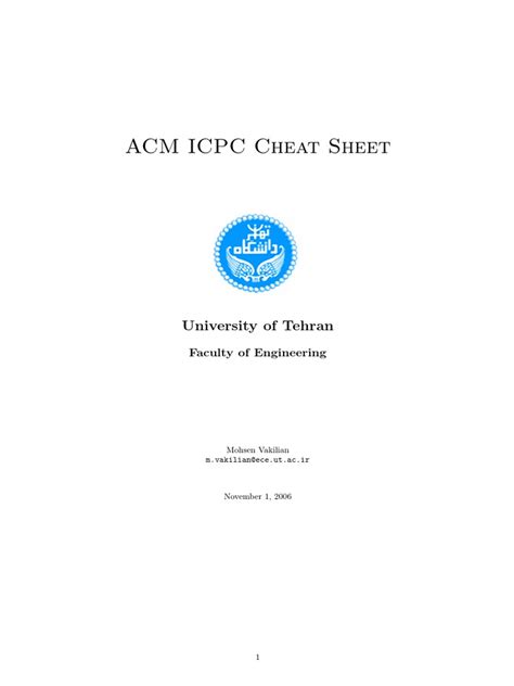 Acm Cheat Sheet Pdf Discrete Mathematics Algorithms And Data