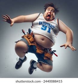 Scared Fat Ugly Handyman Falling Down Imagem Gerada Por Ia 2440088415