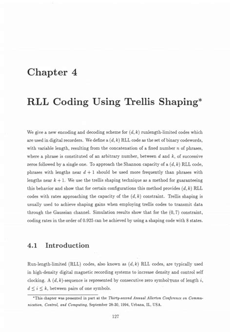 Pdf Rll Coding Using Trellis Shaping