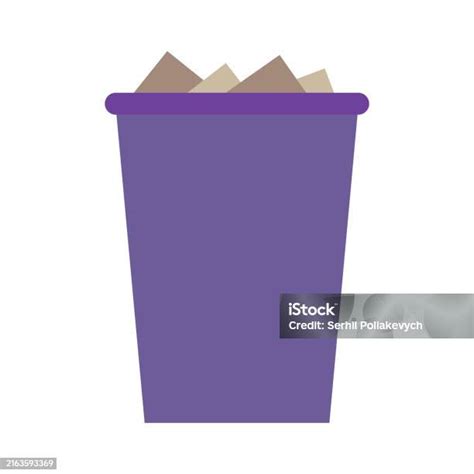 휴지통 아이콘입니다 보라색 쓰레기통 가득 찬 쓰레기통 벡터 일러스트 레이 션 가득 찬에 대한 스톡 벡터 아트 및 기타 이미지 가득 찬 가마 인력 교통 가정 생활