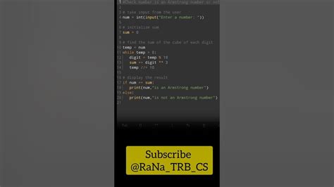 Armstrong Number Amstrongnumber Python Pythonprogramming Pythonforbeginners Pythonprojects