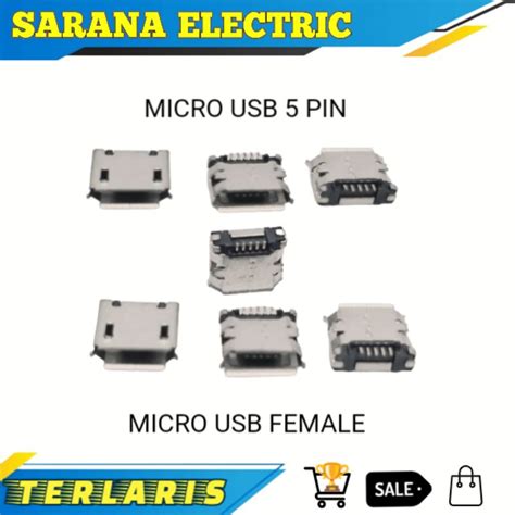 Jual Micro Usb Type B Female 5 Pin Connector Socket Konektor 5pin