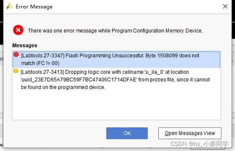 Vivado错误日志： Labtools 27 3347 Flash Programming Unsuccessful Csdn博客