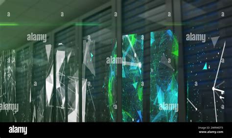 image of abstract shapes networks and data processing over computer