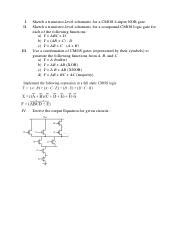 Excercise Pdf I II III IV Sketch A Transistor Level Schematic For A CMOS Input NOR Gate