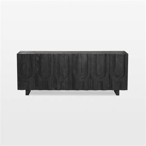 Camila Aged Black Wood Media Console With Storage Reviews Crate