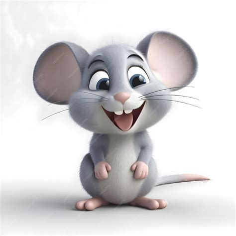 Premium Ai Image 3d Render Of A Cute Cartoon Mouse Sitting On A White