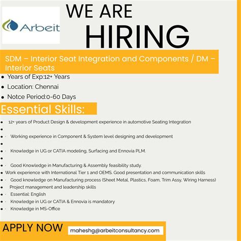 Mahesh Babu On Linkedin Wearehiring Automotive Automotiveseating Seating