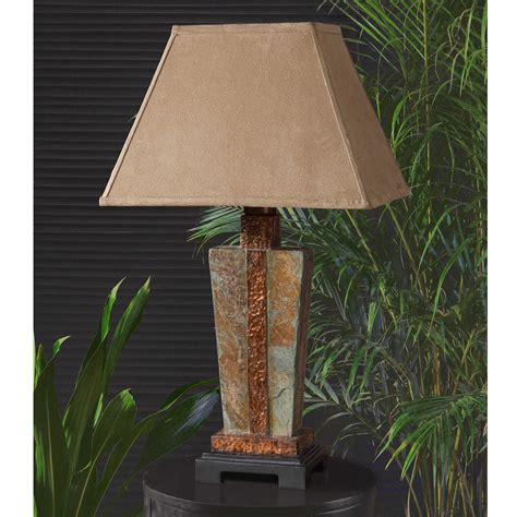 Hammered Copper And Slate Table Lamp